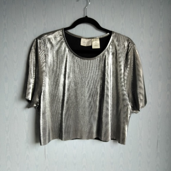 Kathie Lee Collection | Tops | Vintage 9s Xl Silver Metallic Micro ...